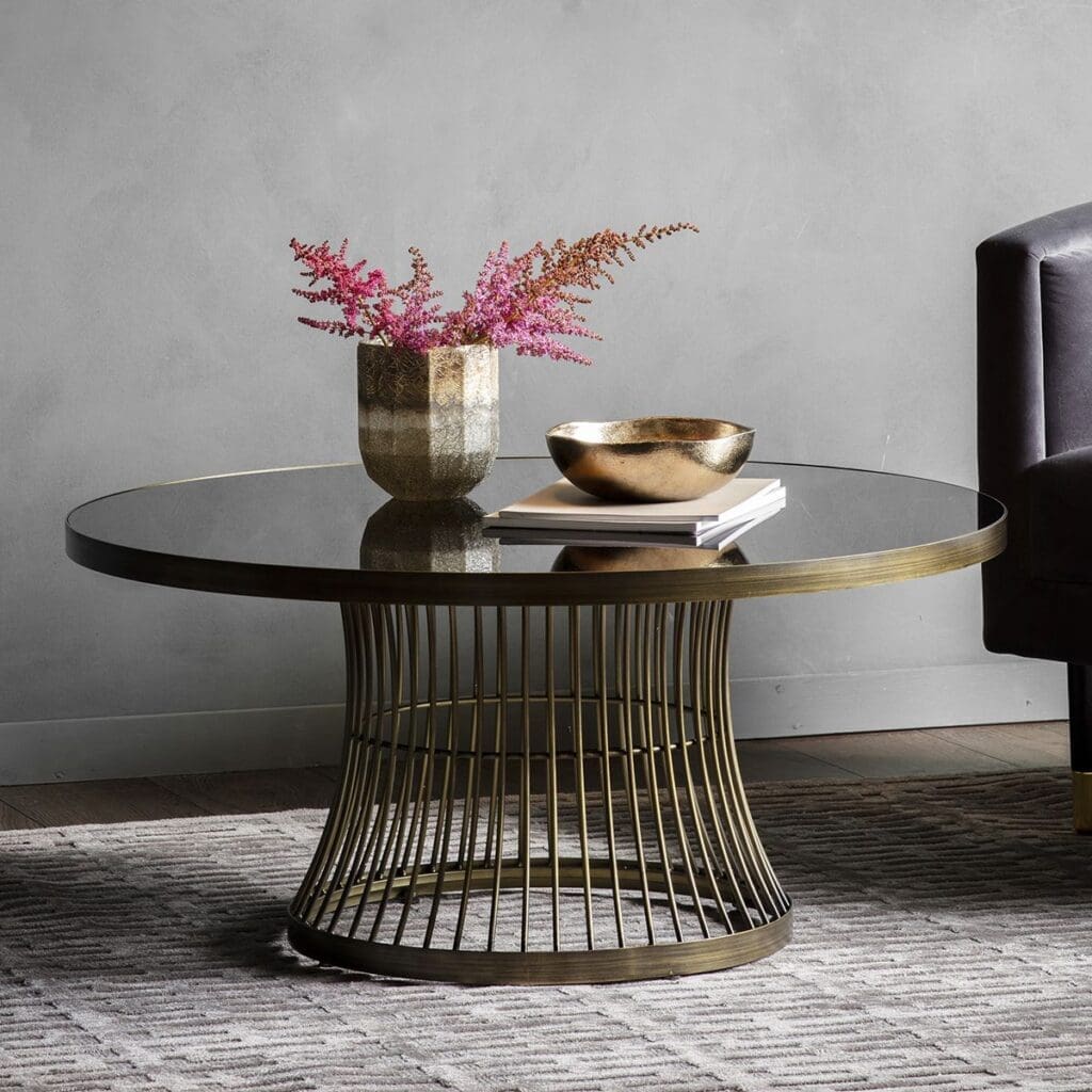 Pickford, rundt salongbord i bronse og sotet glass - Art of Home